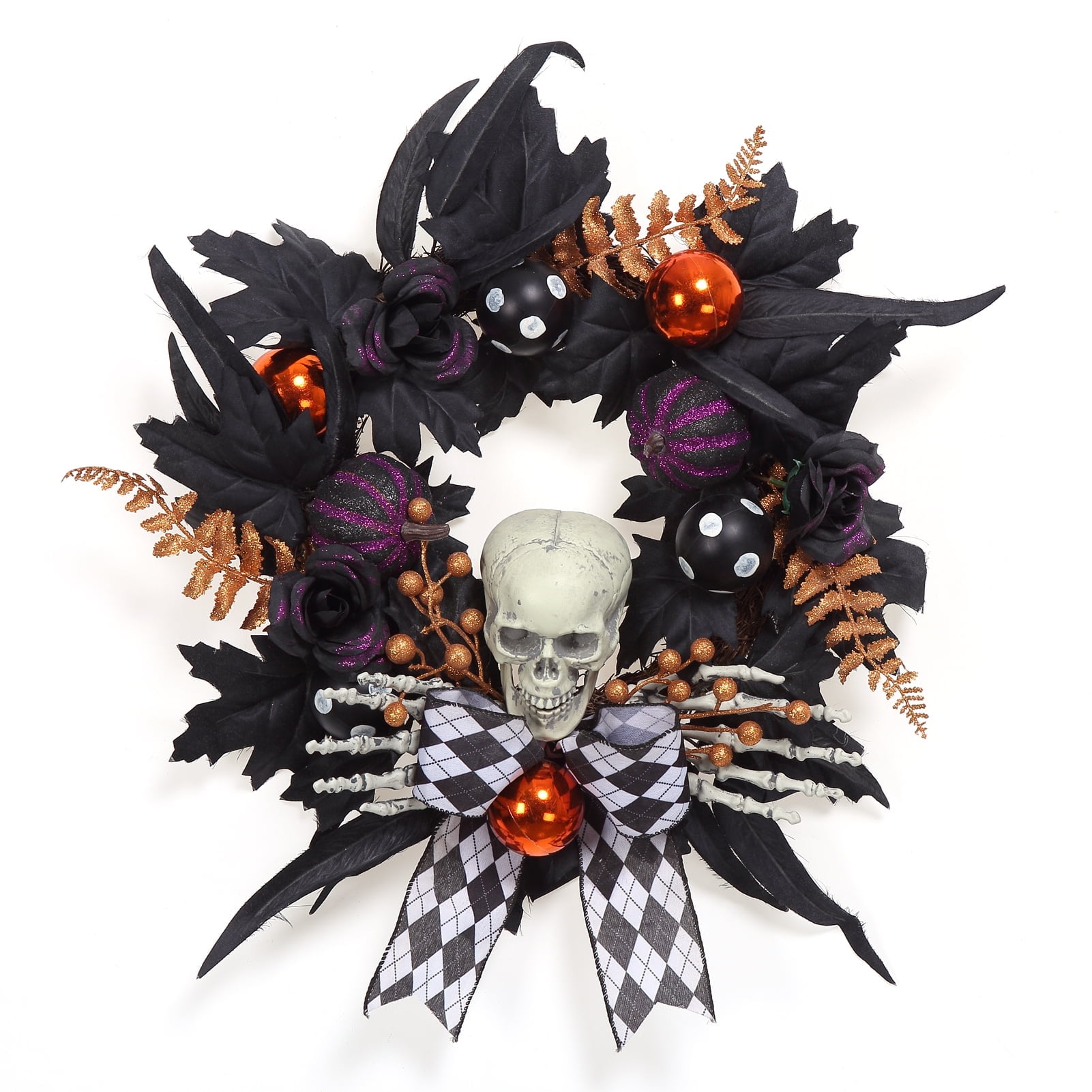 Garvee Halloween Wreath for Front Door Halloween Skeleton Decorations ...
