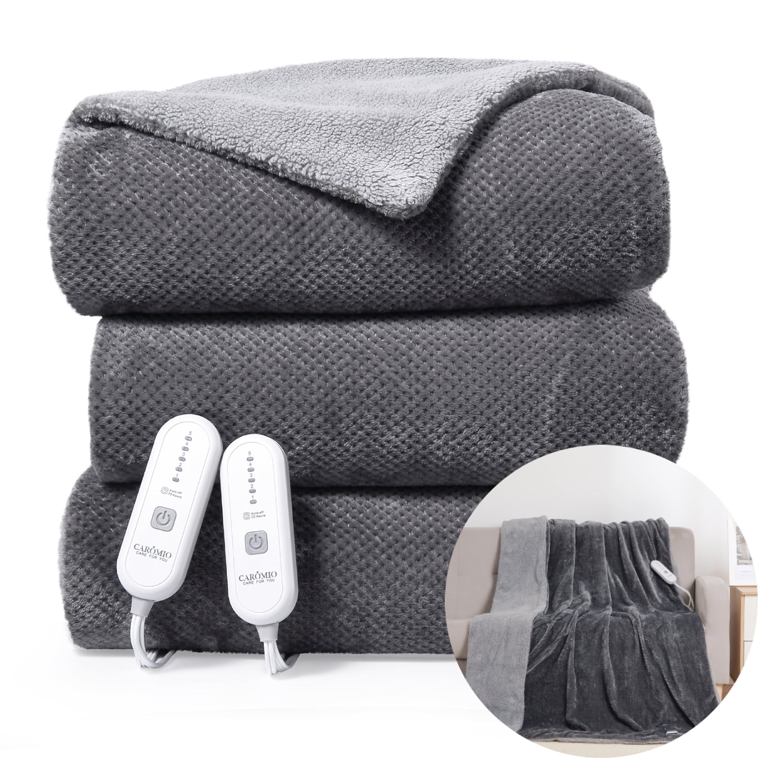 WhizMax Heated Electric Blanket Throw King Size,90"x100" Soft Thicken ...