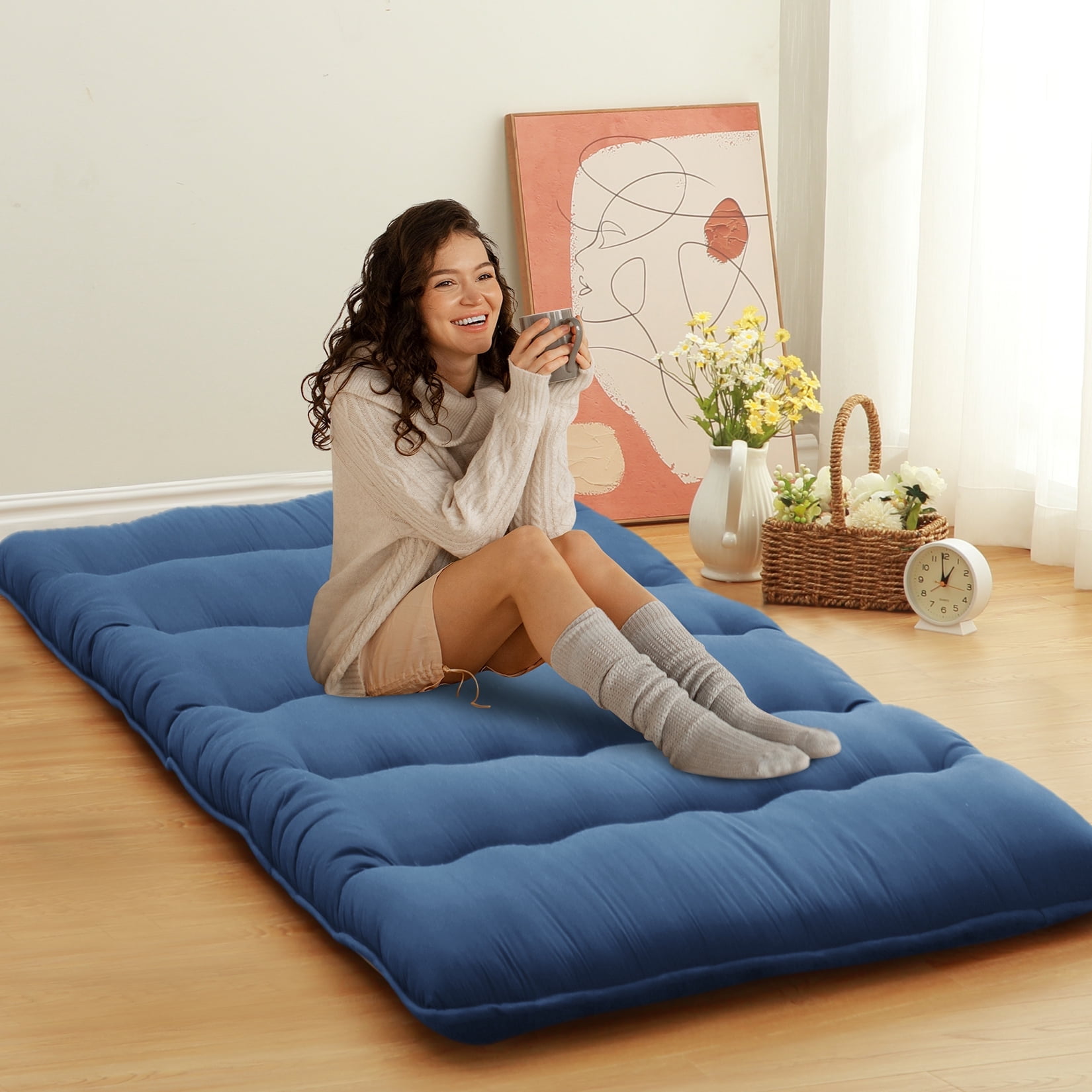Garvee Japanese Futon Floor Mattress, Sleeping Mattress for Floor, Tatami Mat, Roll Up Mattress ...
