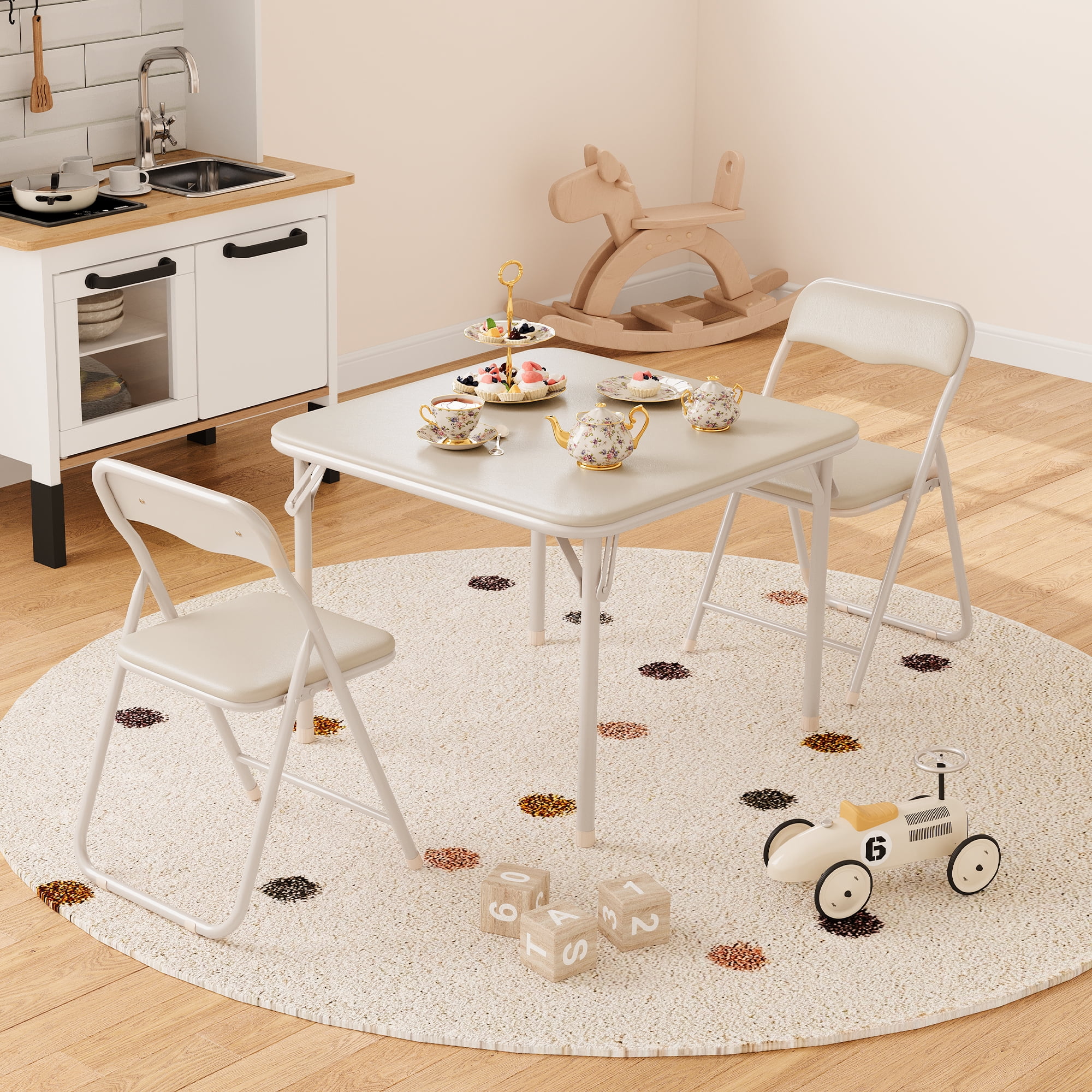 WhizMax Kids 3 Piece Activity Table and Chair Set Beige