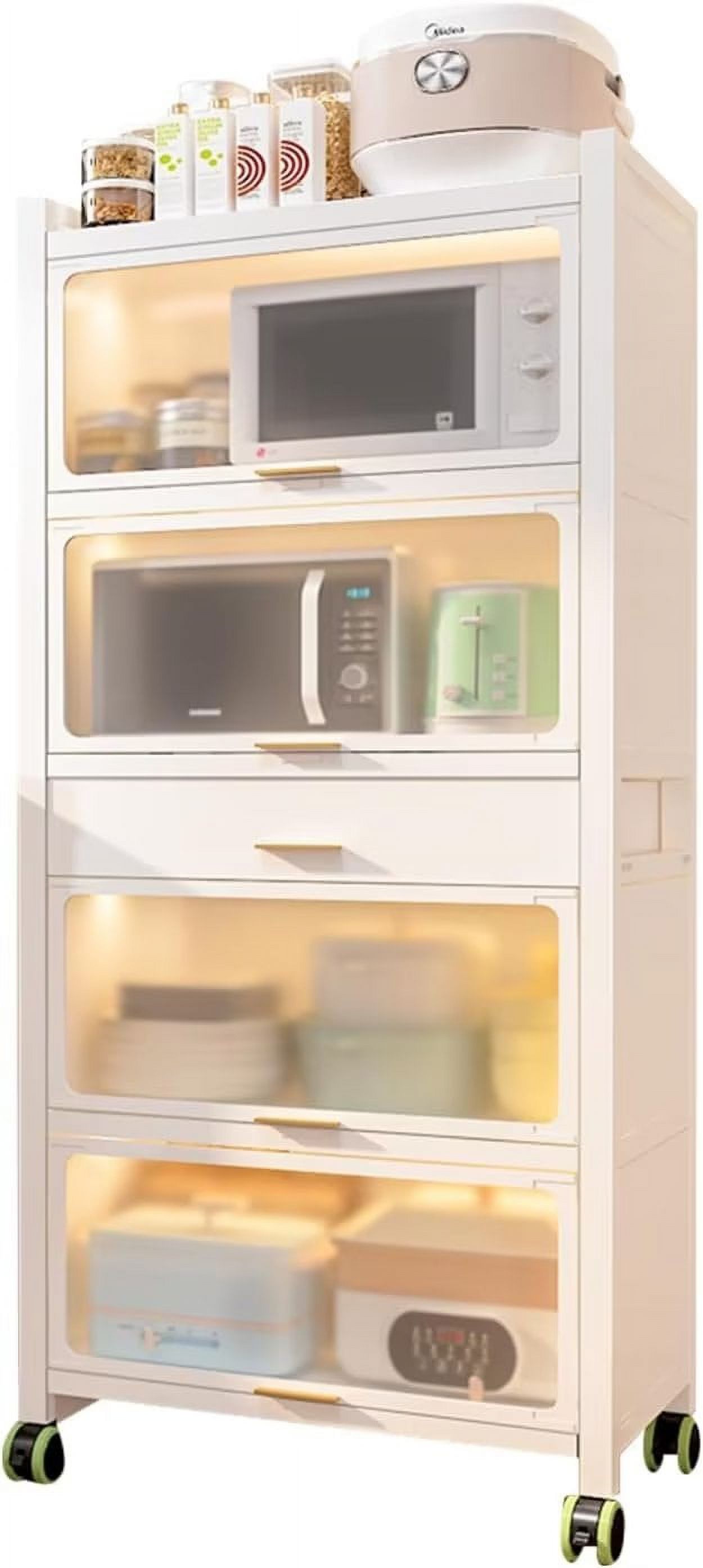 WhizMax Kitchen Bakers Rack with Storage Cabinet, 5 Tier Microwave Oven ...