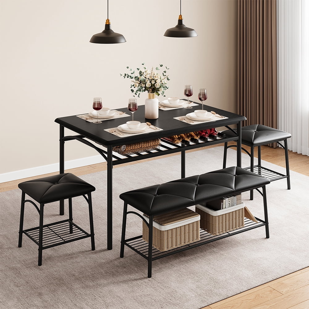 WhizMax Kitchen Table with Bench, Dining Room Table Set for 4 with ...