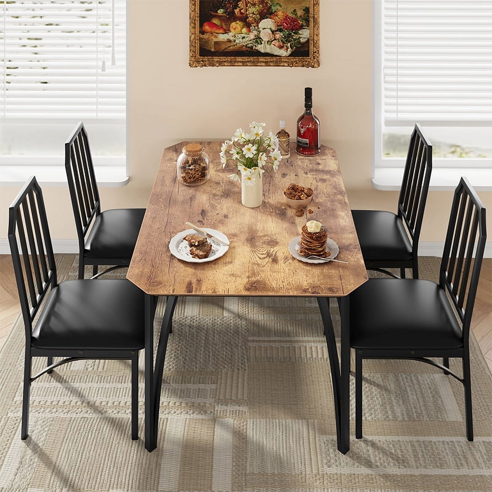 WhizMax Kitchen Table and Chairs for 4 with Padded Seats, 5 Piece ...
