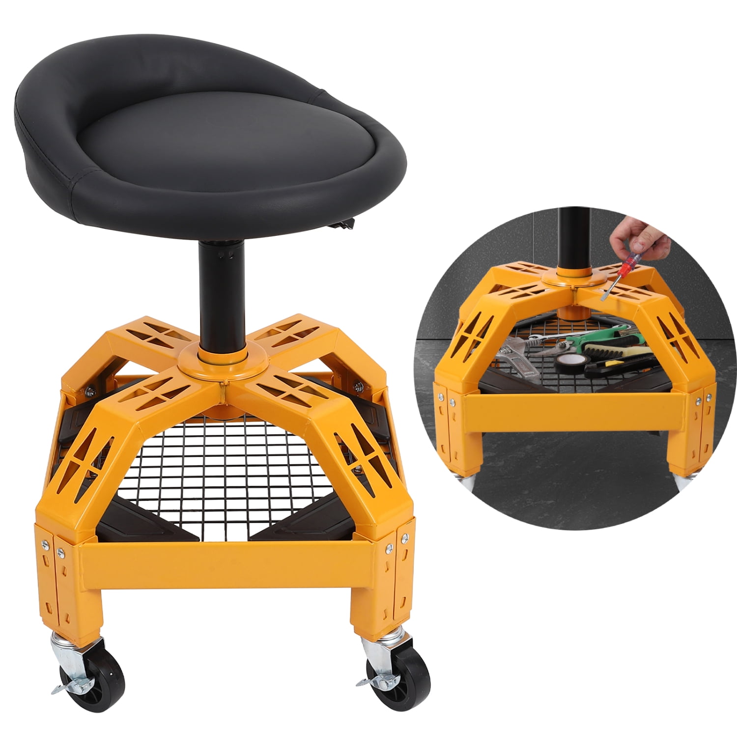 Garvee Shop Stools with Wheels, Heavy-Duty Adjustable Height Rolling ...