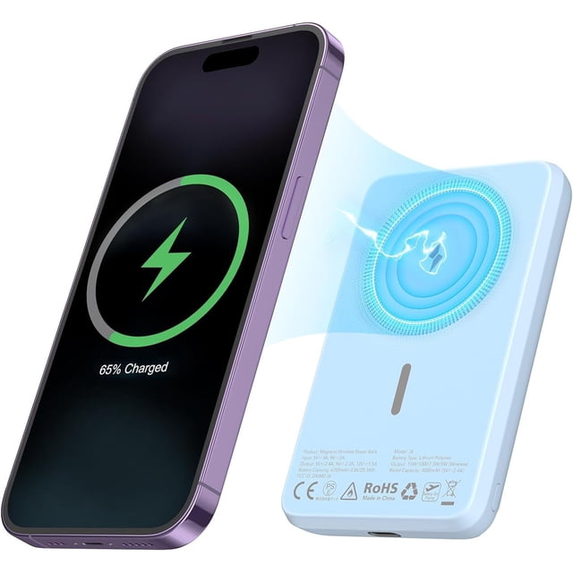 WhizMax Magnetic Wireless Power Bank 6700mAh 20W PD Fast Charging Mag ...