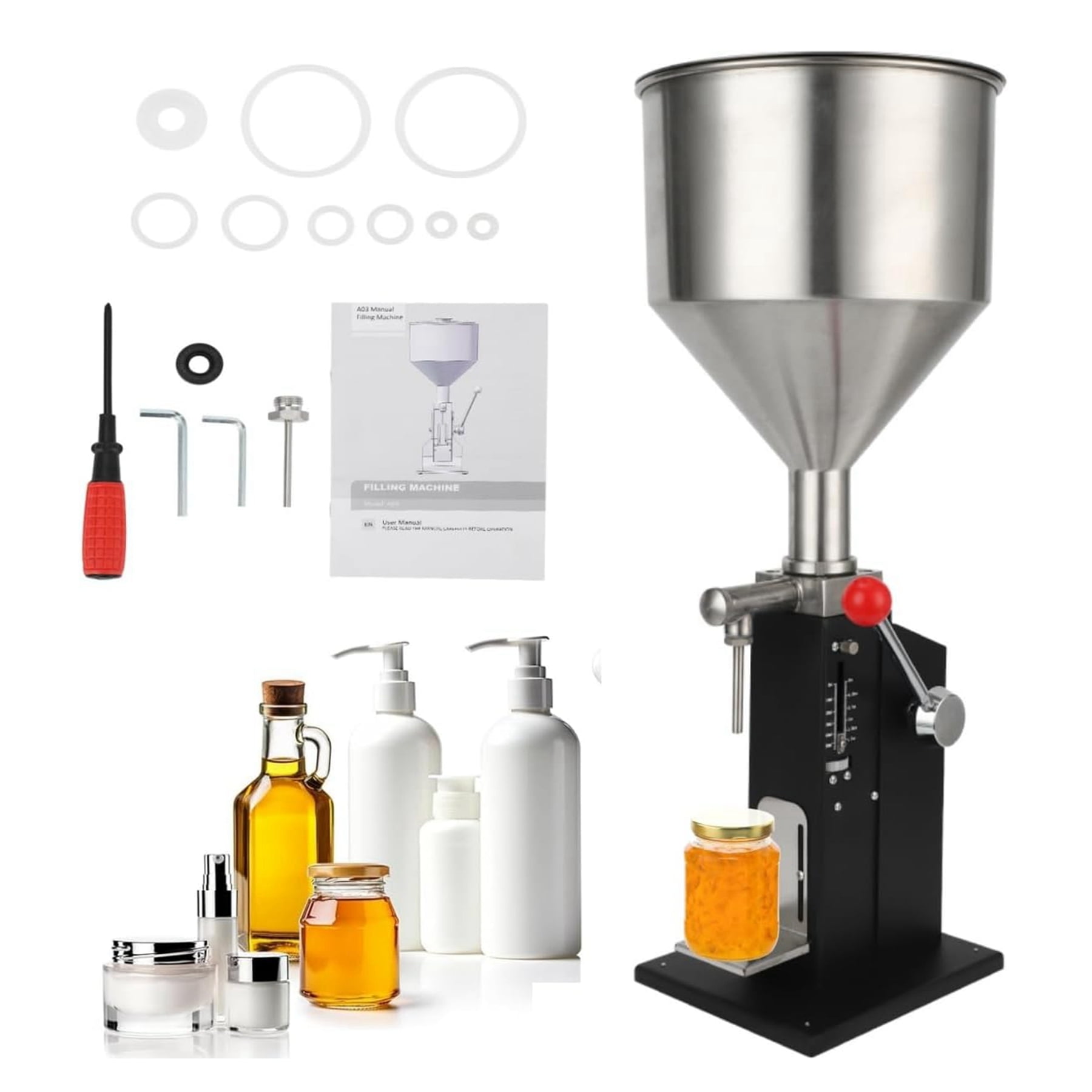Garvee Manual Liquid Filling Machine with Tray, Paste Cream Oil Bottle ...