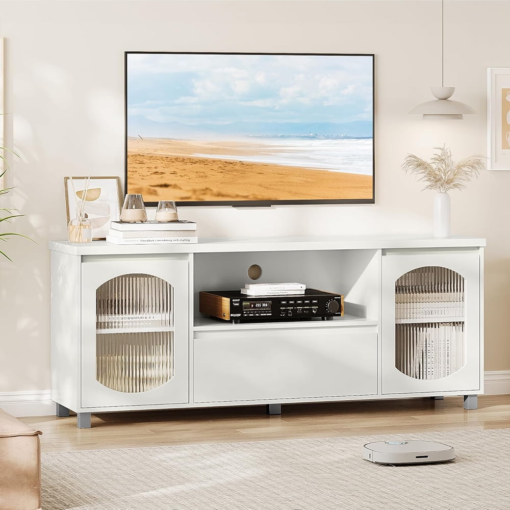 WhizMax Modern Tv Stand for 65 Inch Tv, Tv Cabinet with Glass Door and ...