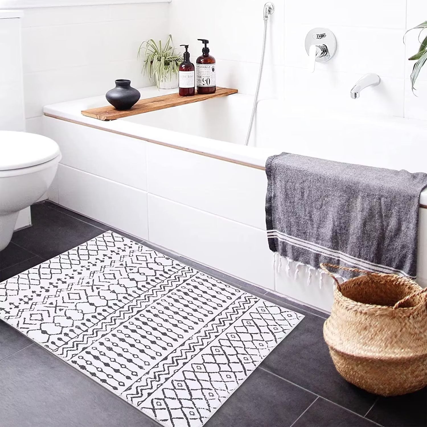 Garvee Moroccan Boho Door Mat 2x3 feet Bathroom Rug Entryway Trellis ...