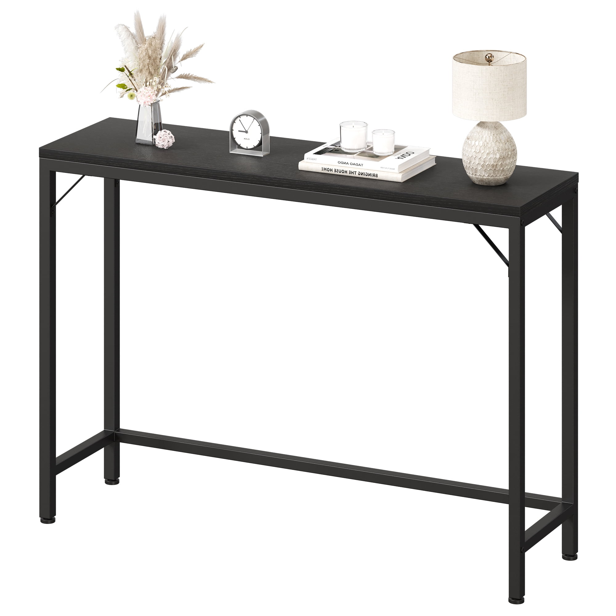 WhizMax Narrow Console Table, Black Sofa Table with Outlets, Behind ...