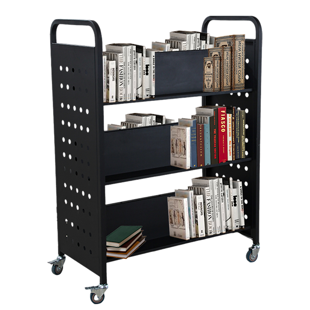 Double Sided Sloped 6 Shelf Welded Booktruck in Burgundy - Walmart.com