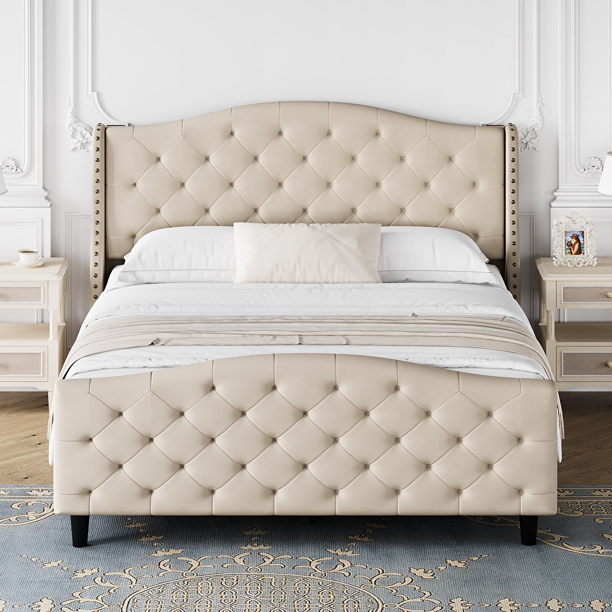 WhizMax Queen Bed Frame with Headboard and Footboard, Tufted ...