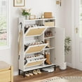 Garvee Rattan Shoe Storage Cabinet with Doors and 3 Flip Drawers ...