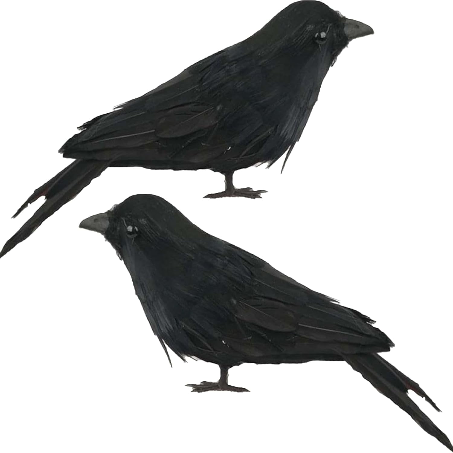 WhizMax Realistic Crows Halloween Handmade Crow Prop Feathered Black ...