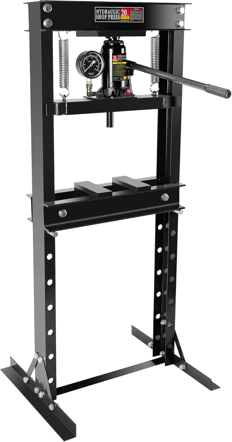 WhizMax Shop Press,20 Ton H-Frame Garage Floor Adjustable Shop Bearing ...