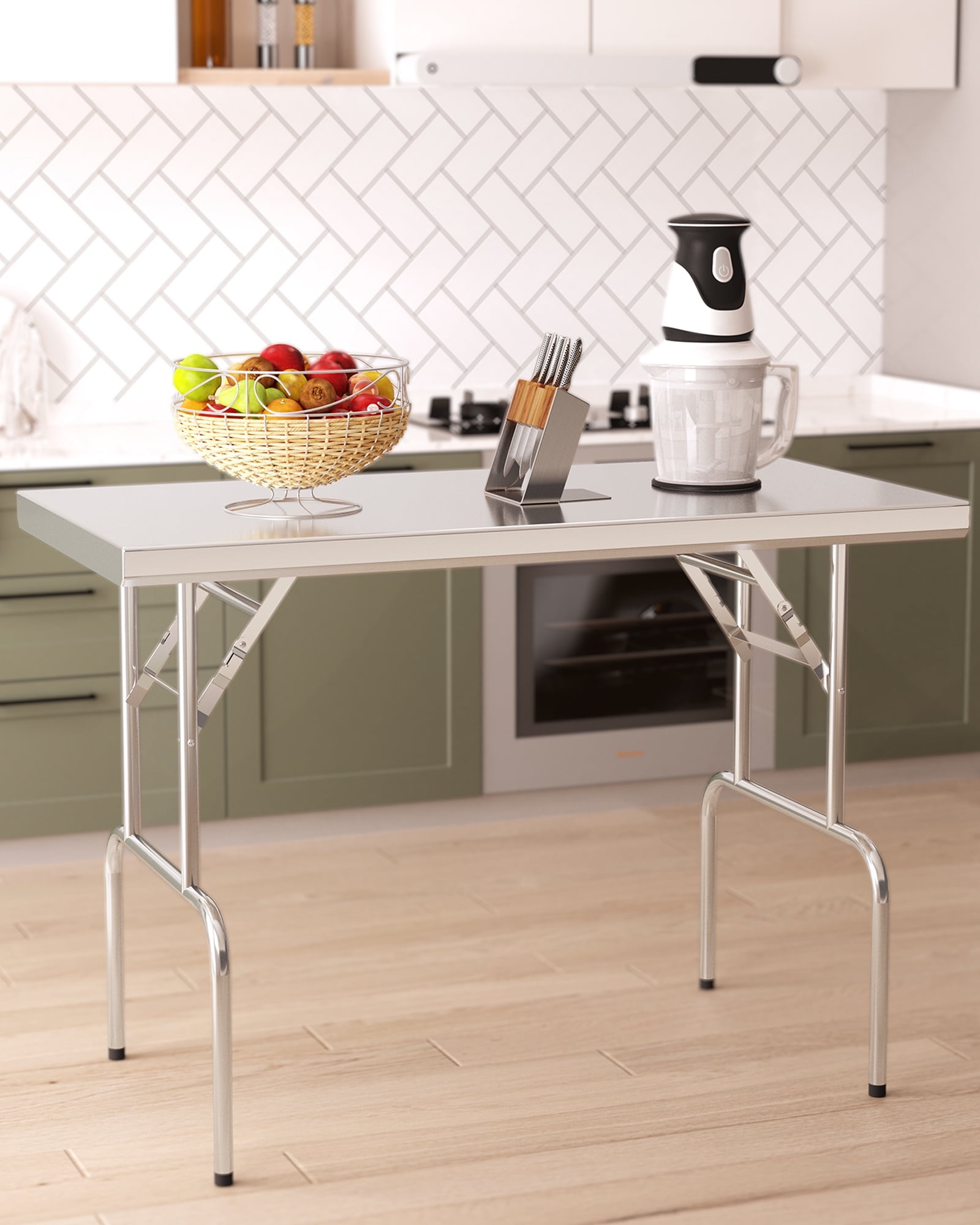 WhizMax Stainless Steel Folding Table 48 x 24
