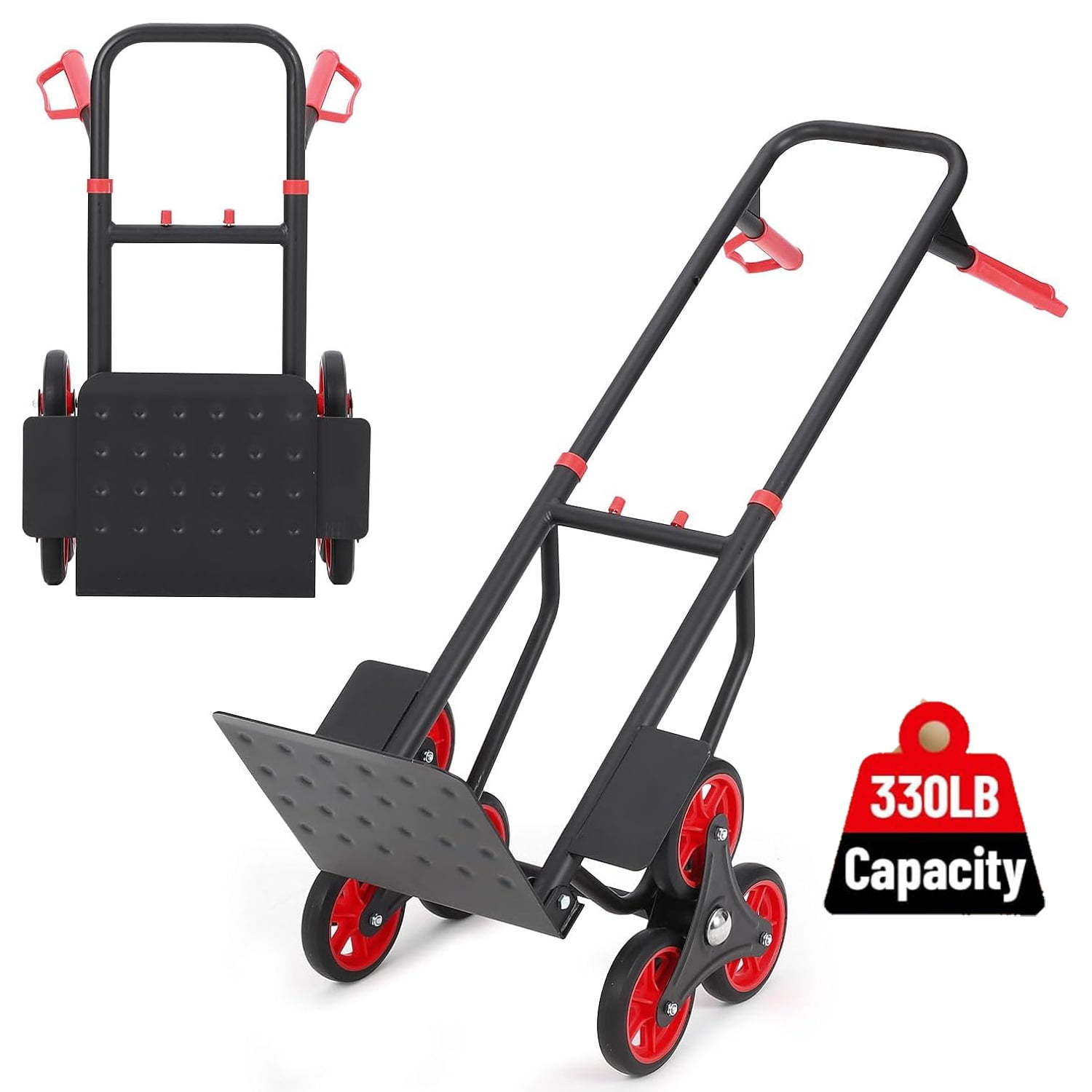 Garvee Stair Climbing Hand Truck Cart, 330 lbs Capacity Steel Folding ...