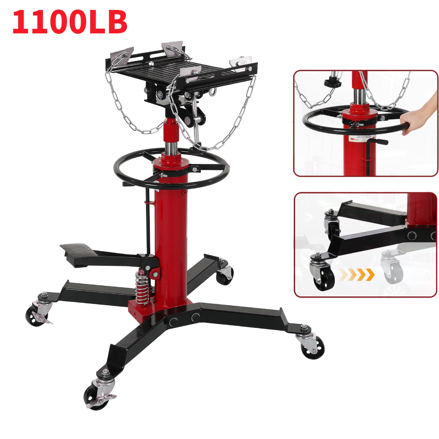 Garvee Transmission Jack,1100LB Capacity Hydraulic Lift with Foot Pedal ...