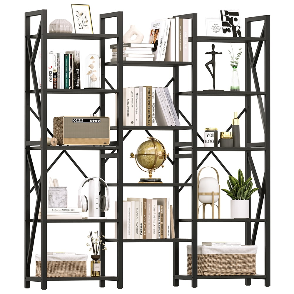WhizMax Triple Wide 5 Tier Book Shelf, Tall Bookshelf with Open Display ...