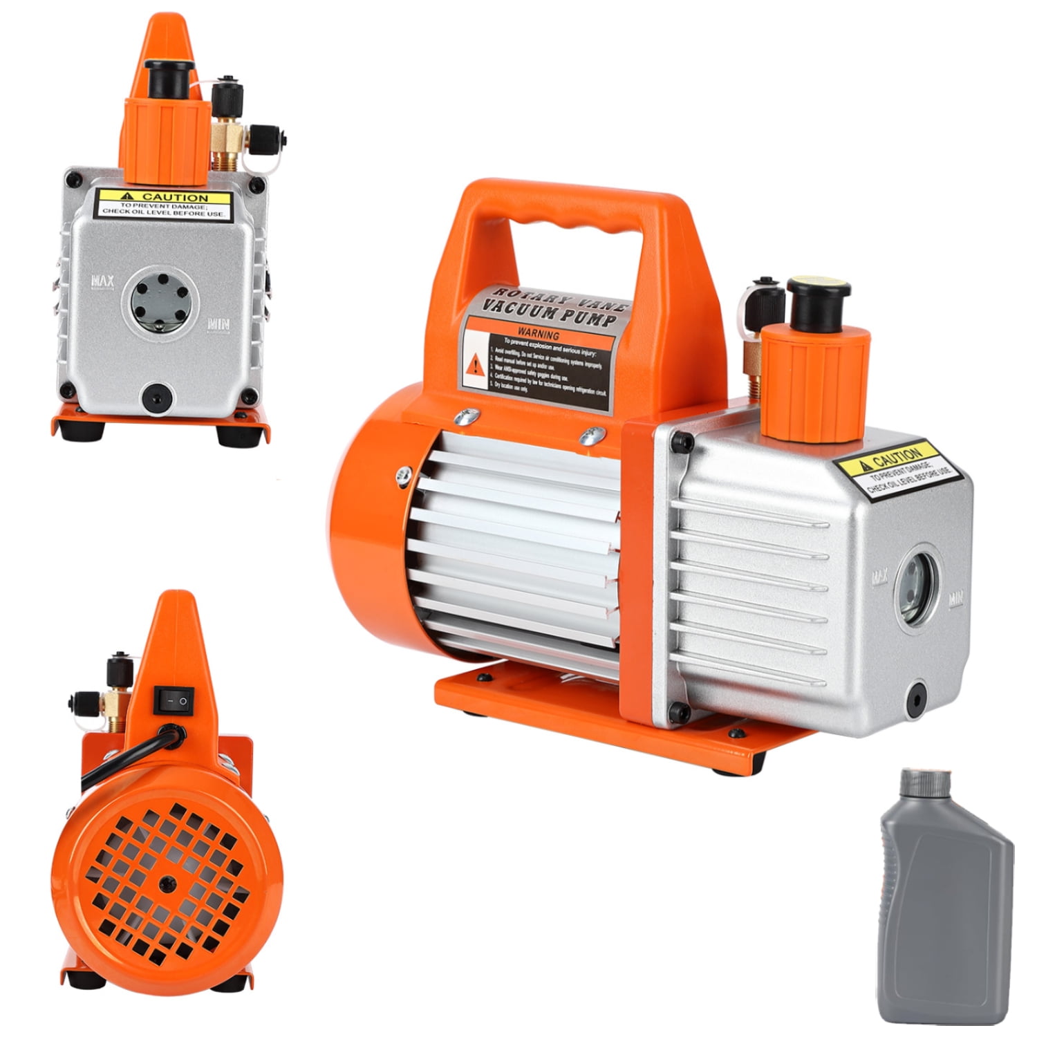 Garvee Vacuum Pump,110V Single Stage Rotary Vane Air Vacuum Pump with Oil Bottle,1 Stage HVAC ...