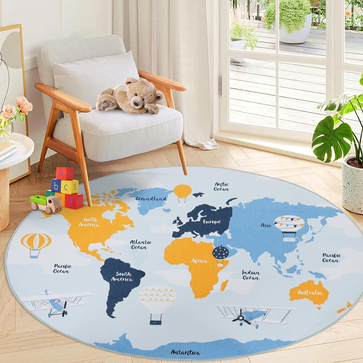 WhizMax World Map Kids Area Rug, Educational Game Carpet Non Slip Play ...