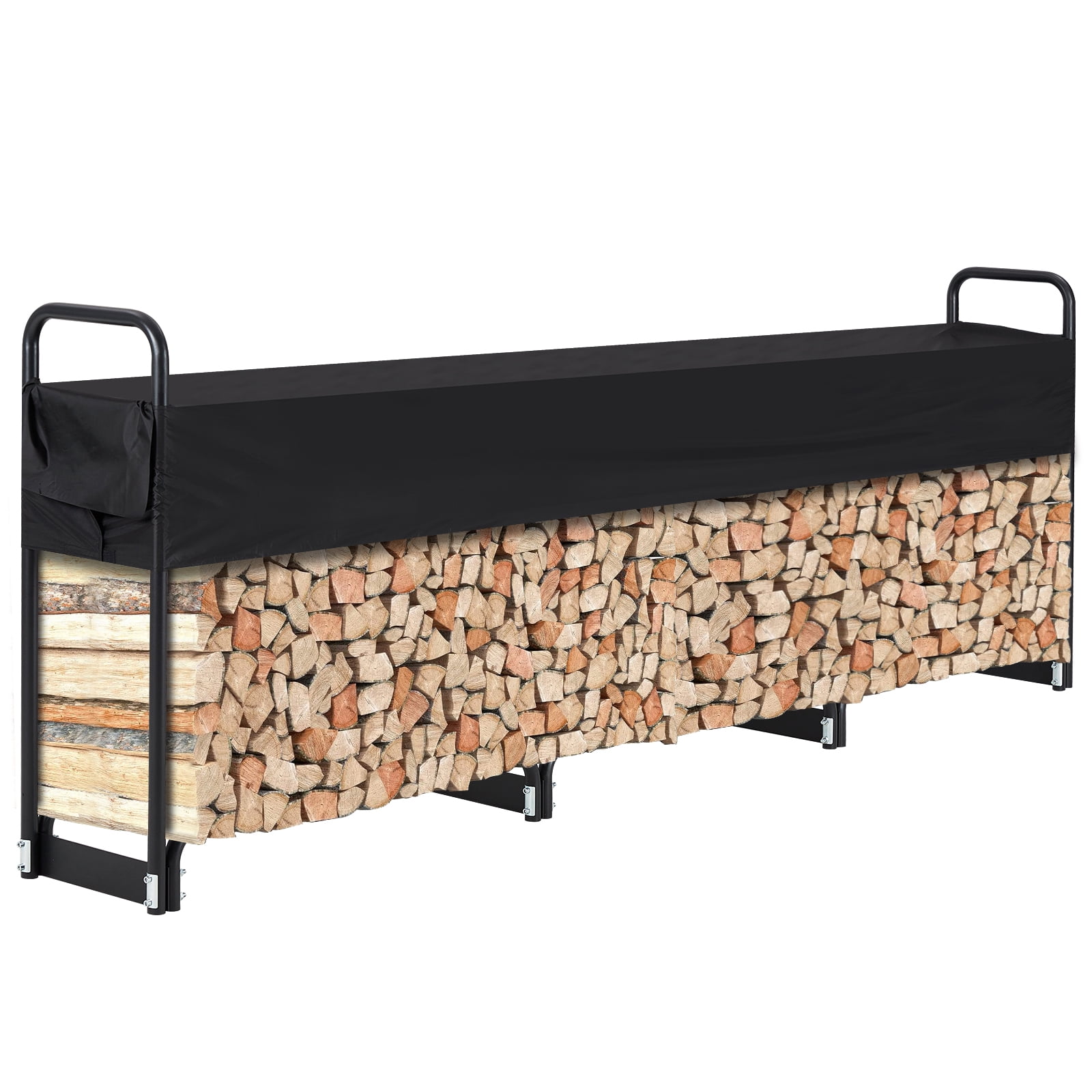 Whizmax 12FT Outdoor Firewood Rack, Fireplace Fire Pit Wood Pile ...