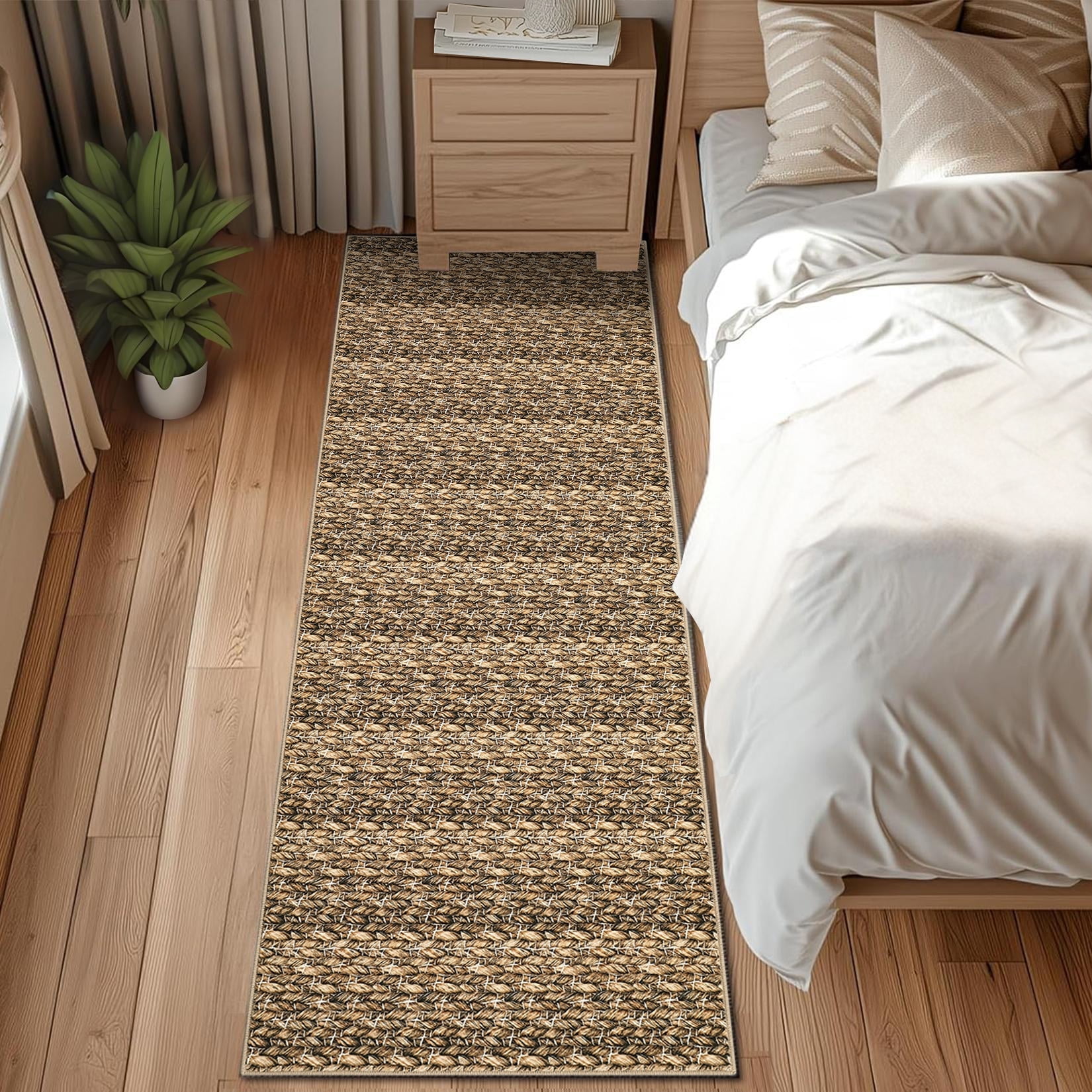 Garvee 2'x6' Modern Braided Print Runner Rug Soft Indoor Washable Rug ...