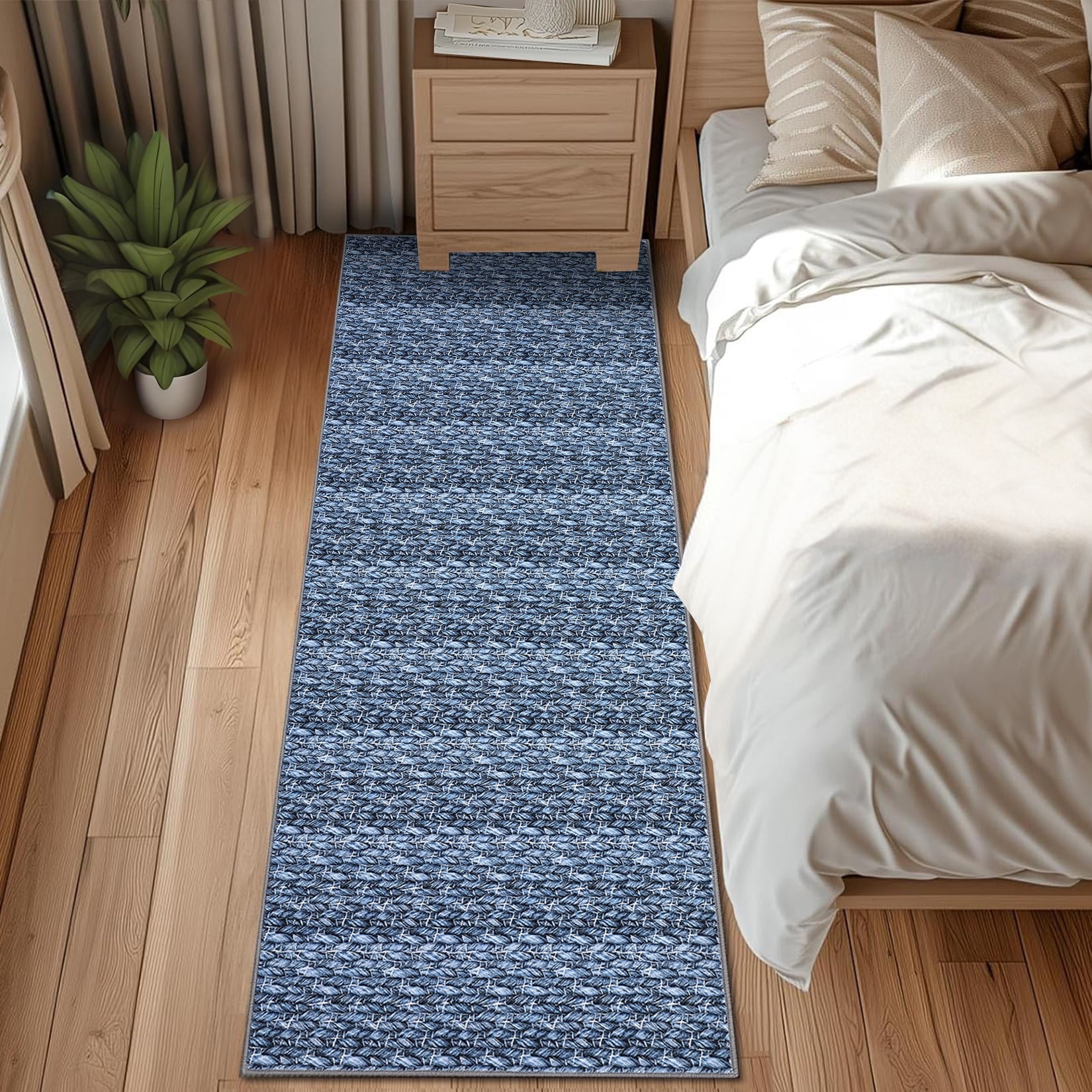 Garvee 2'x6' Modern Braided Print Runner Rug Soft Indoor Washable Rug ...