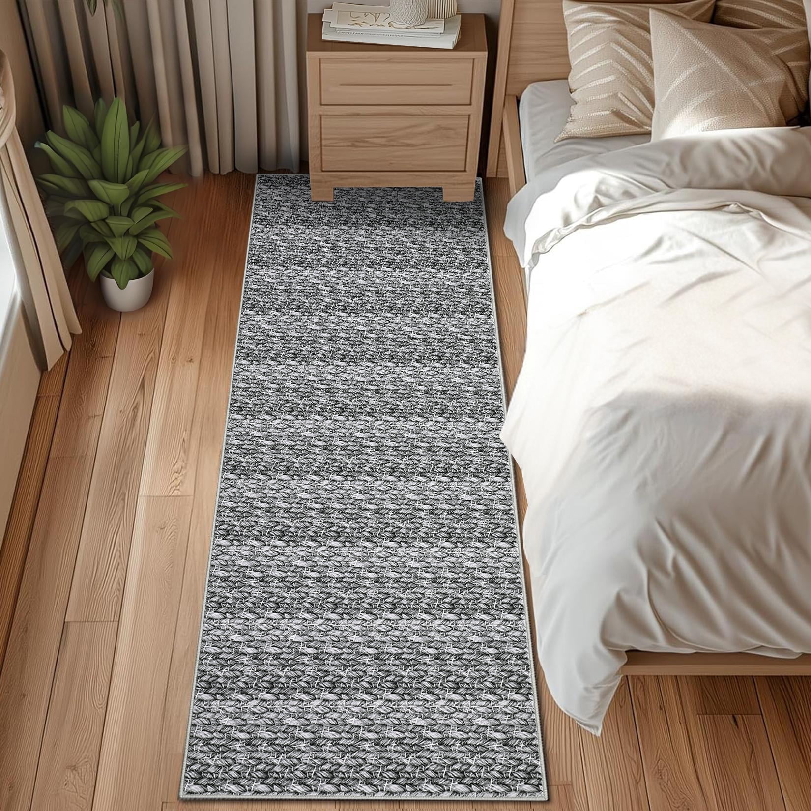 Garvee 2'x6' Modern Braided Print Runner Rug Soft Indoor Washable Rug ...