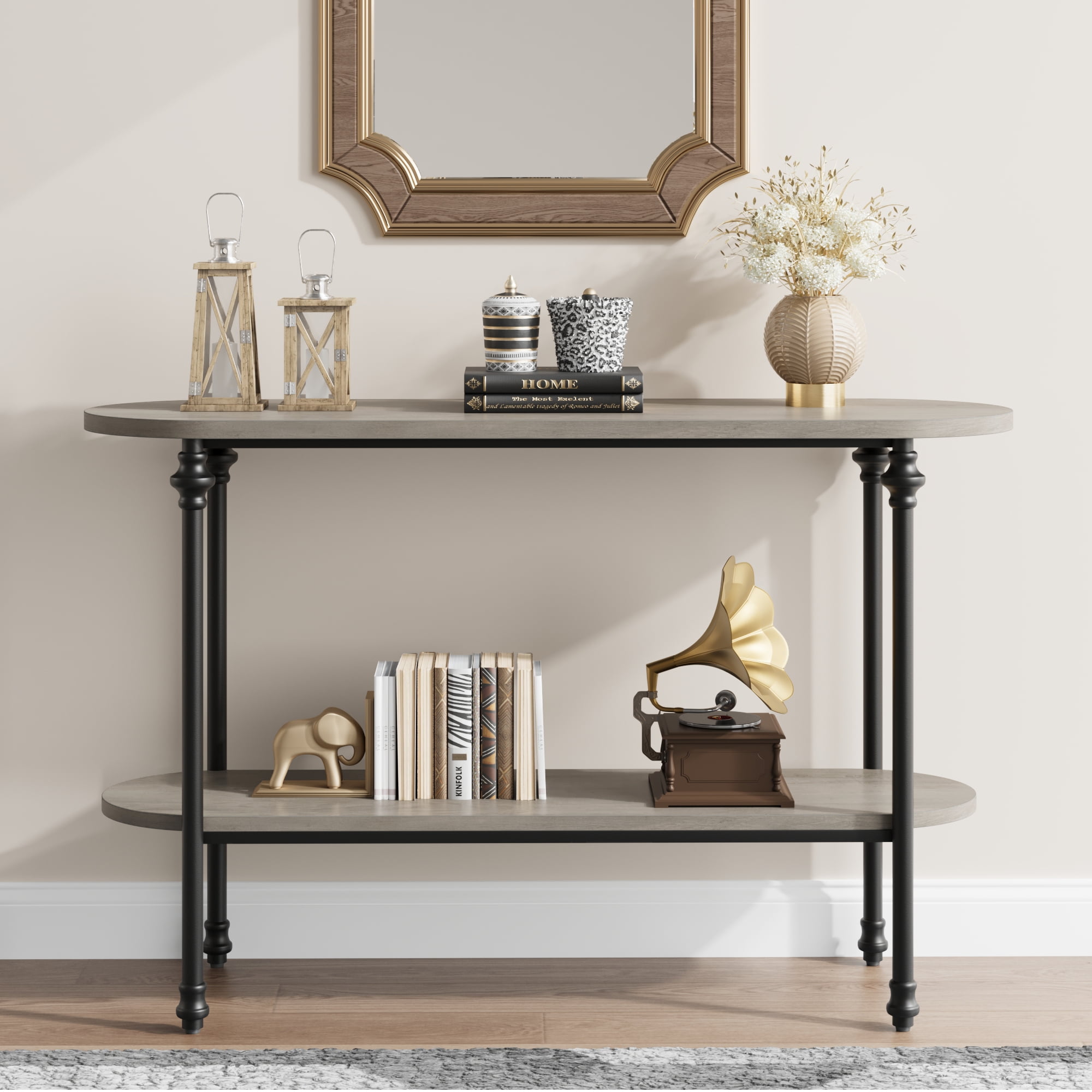 Whizmax 43.3" Entryway Table with Storage, 2 Tier Sofa Table with Metal ...