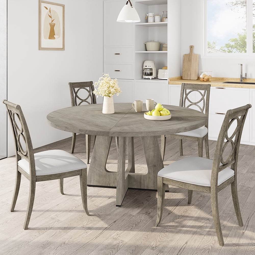 Whizmax 47-Inch Round Large Dining Table, Wooden Kitchen Table for 4 ...