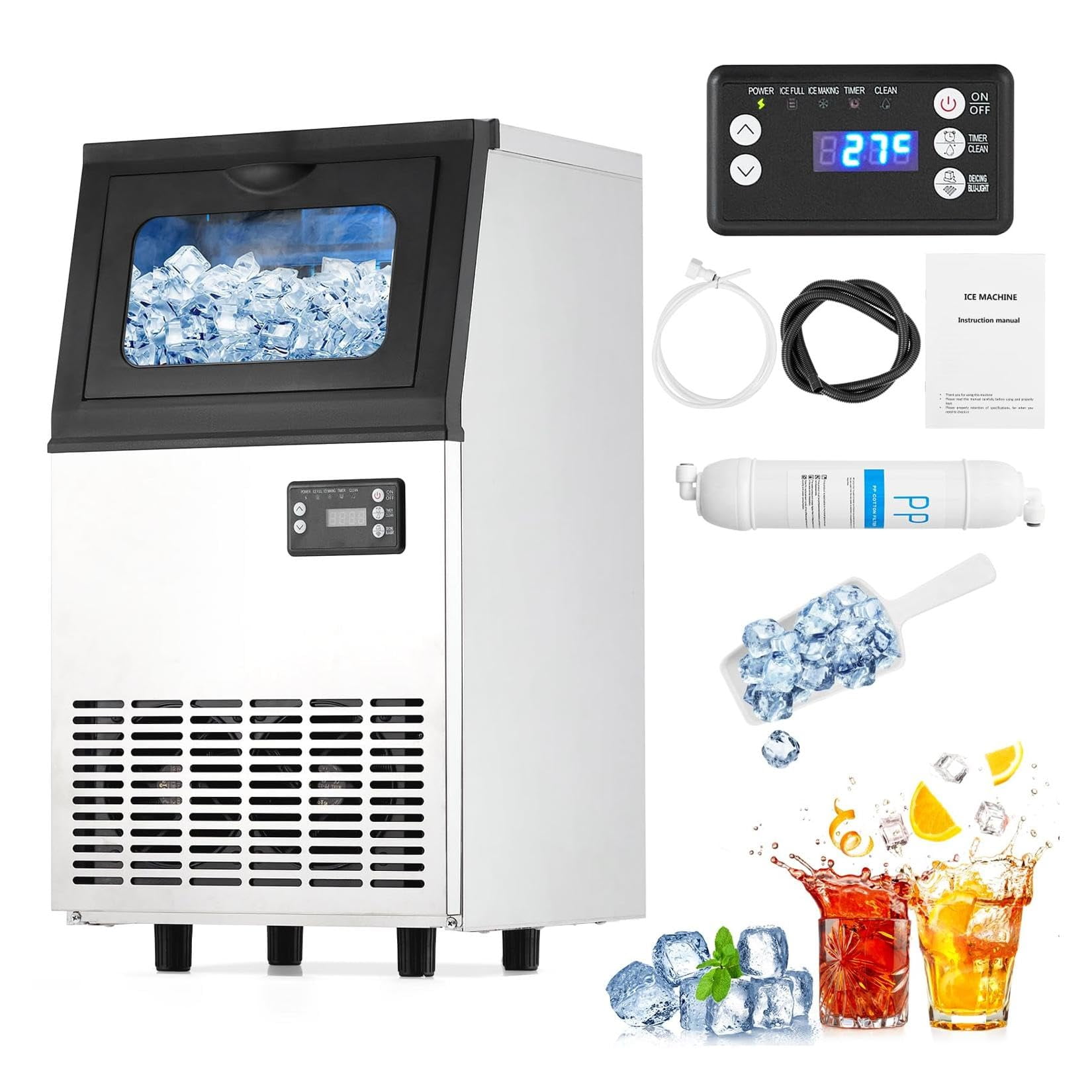 Whizmax Ice Makers Countertop,Nugget Ice Maker Countertop,18Lbs Storage ...