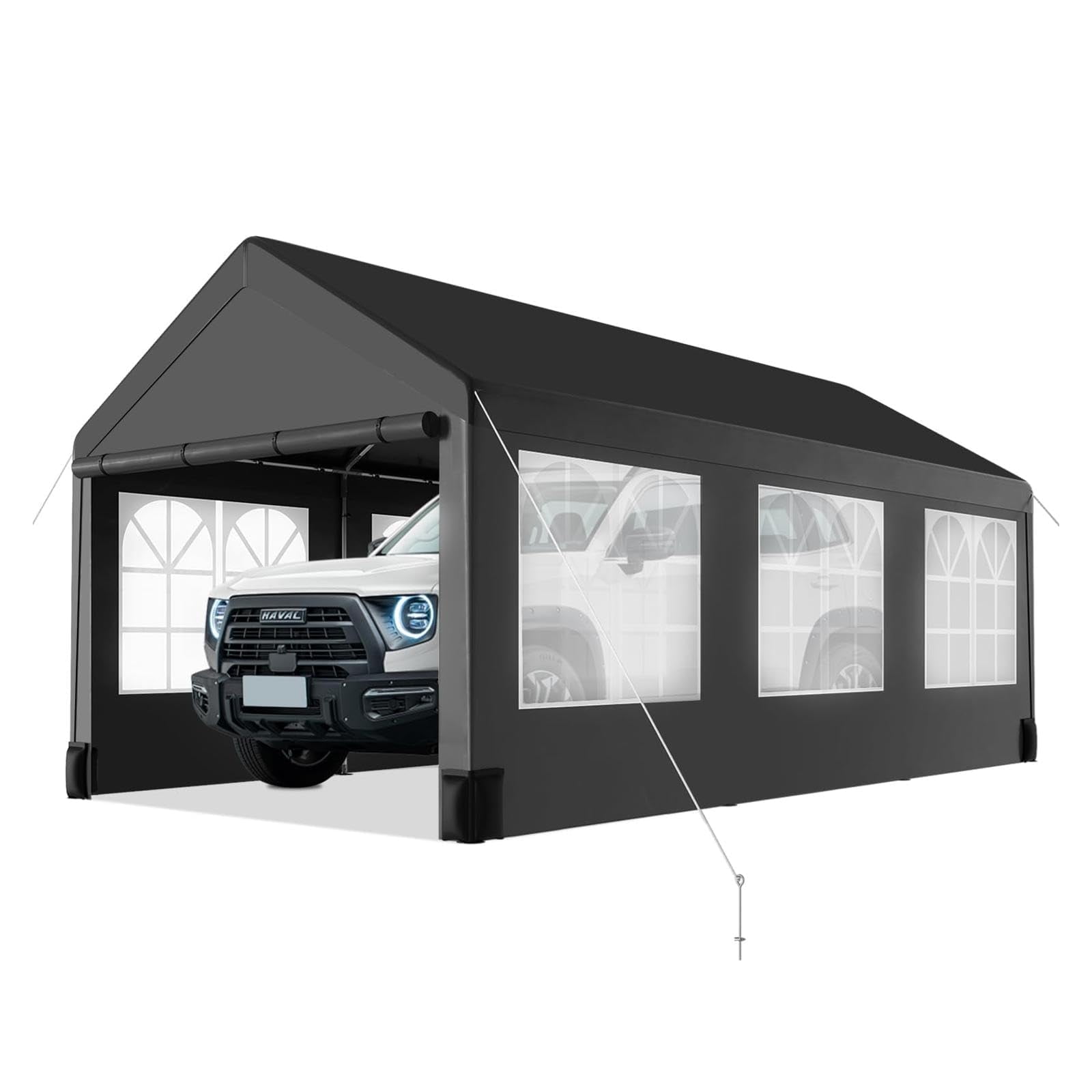 Garvee Metal Carport,12 * 20 Heavy Duty Carport Canopy, Portable Car ...