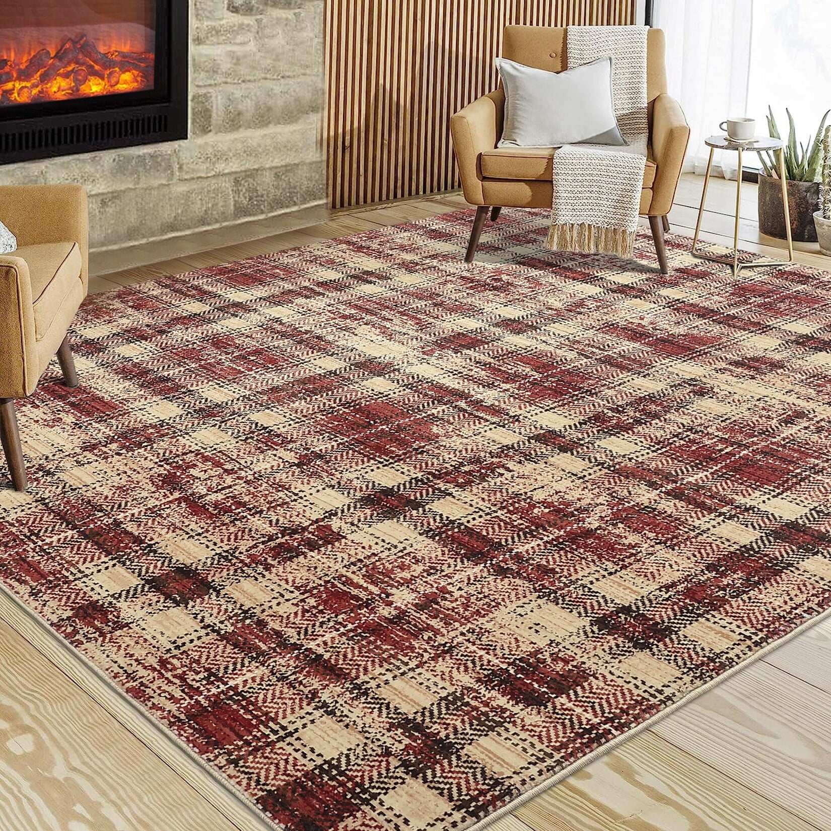 Garvee Modern Area Rugs for Living Room Tartan Plaid Area Rug 4' x 6 ...