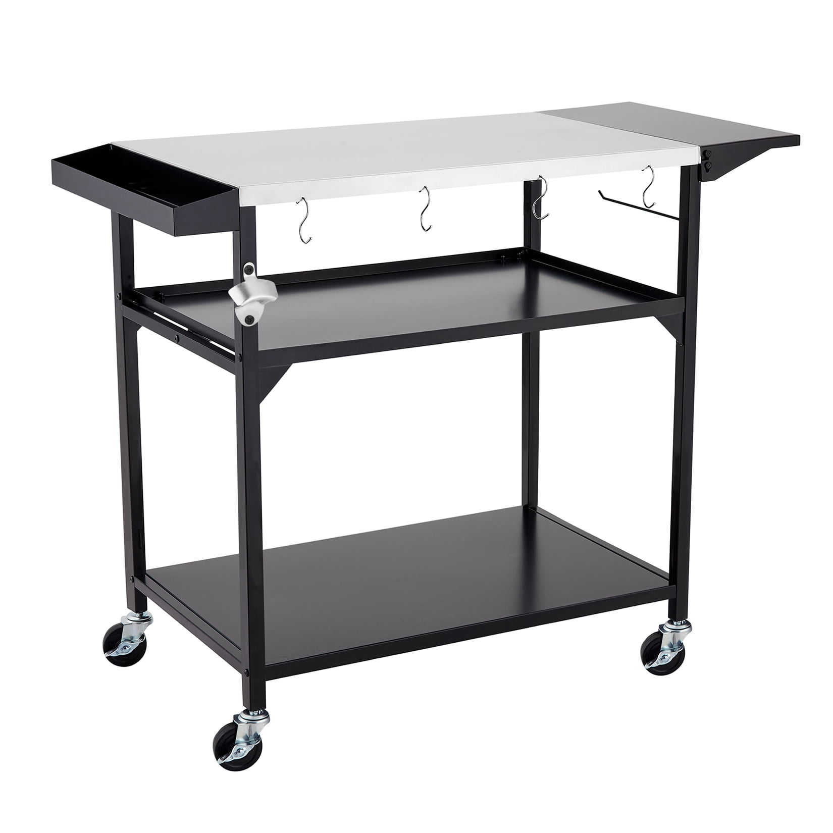 Whizmax Outdoor Grill Table Cart with 4 Wheels, Stainless Steel Tables ...