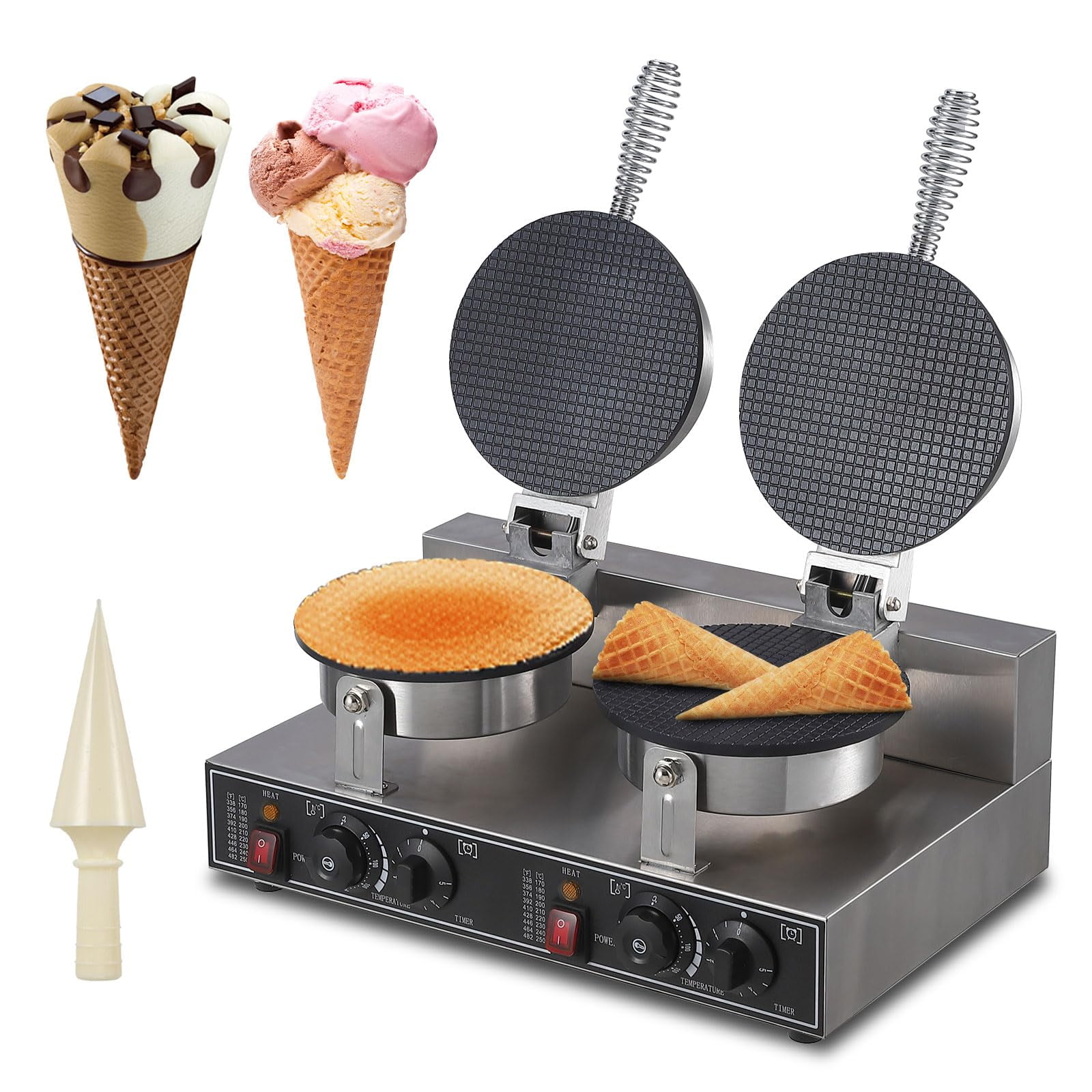 Whizmax Waffle Makers & Irons,2600W Commercial Electric Ice Cream Cone ...