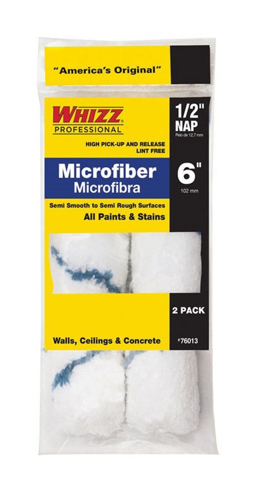 Whizz 76013 Mini Roller Cover, 1/2 in Thick Nap, 6 in L, Microfiber ...