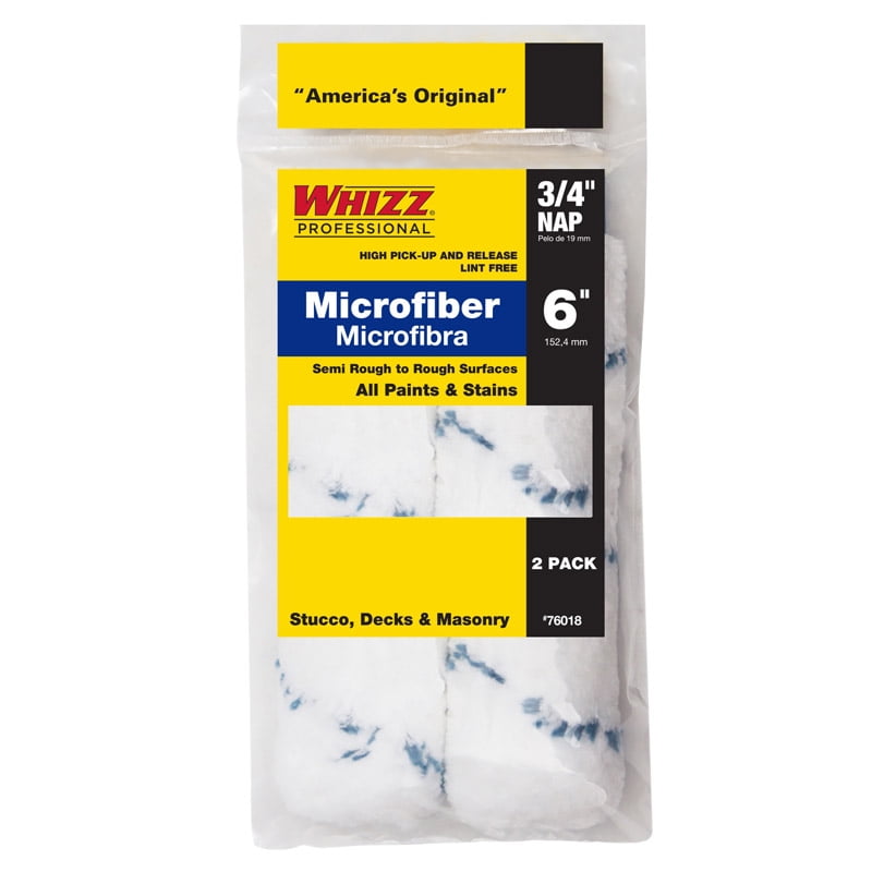 WHIZZ Xtrasorb Microfiber 6" W x 3/4" Mini Paint Roller Cover 2 Pk ...