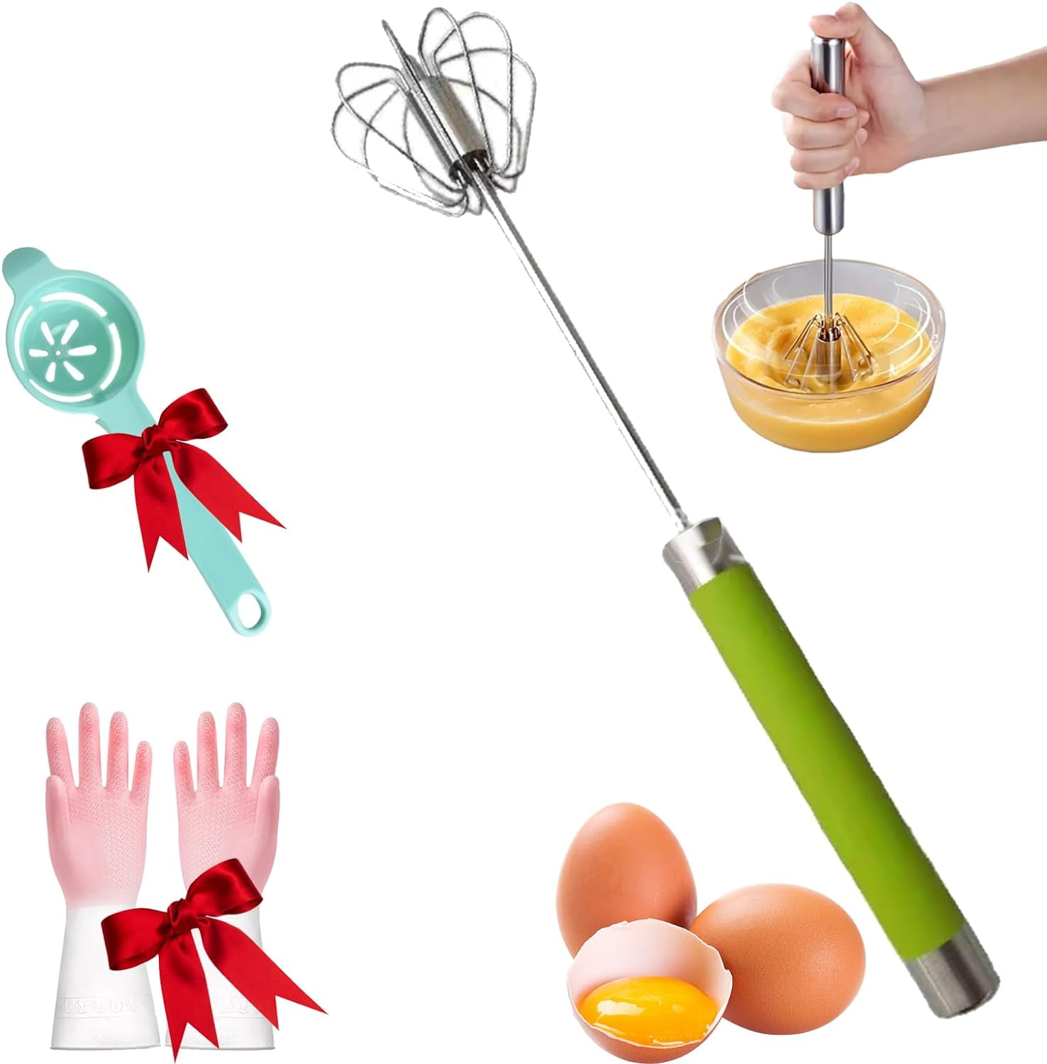 Whizzy Whisk, Stainless Steel Semi-Automatic Whisk, Hand Push Rotary ...