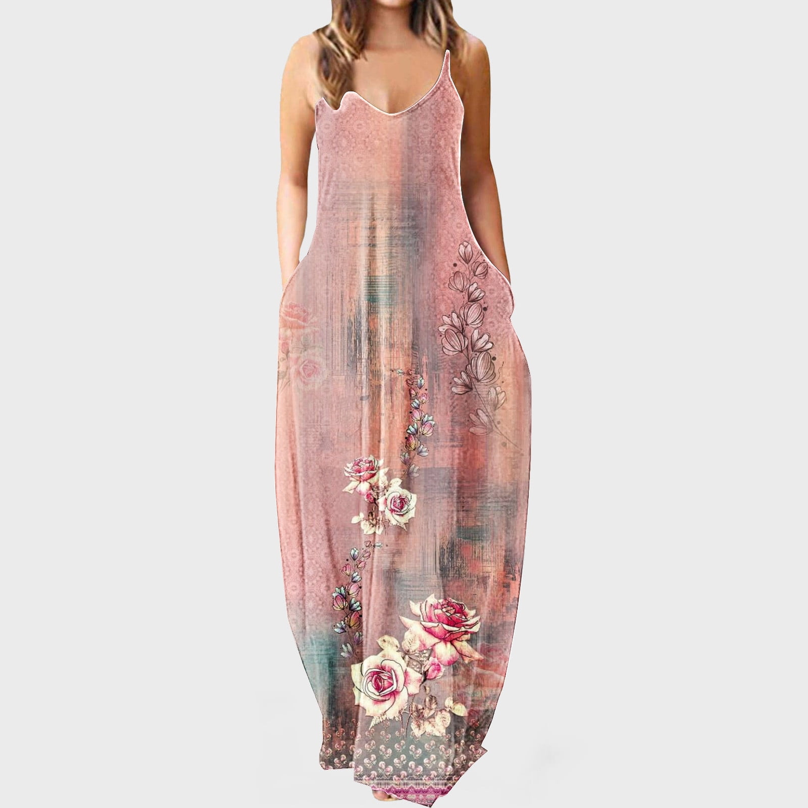Whlbf Hot Pink Dress For Women Plus Size Women Fashion Sling Mid Waist
