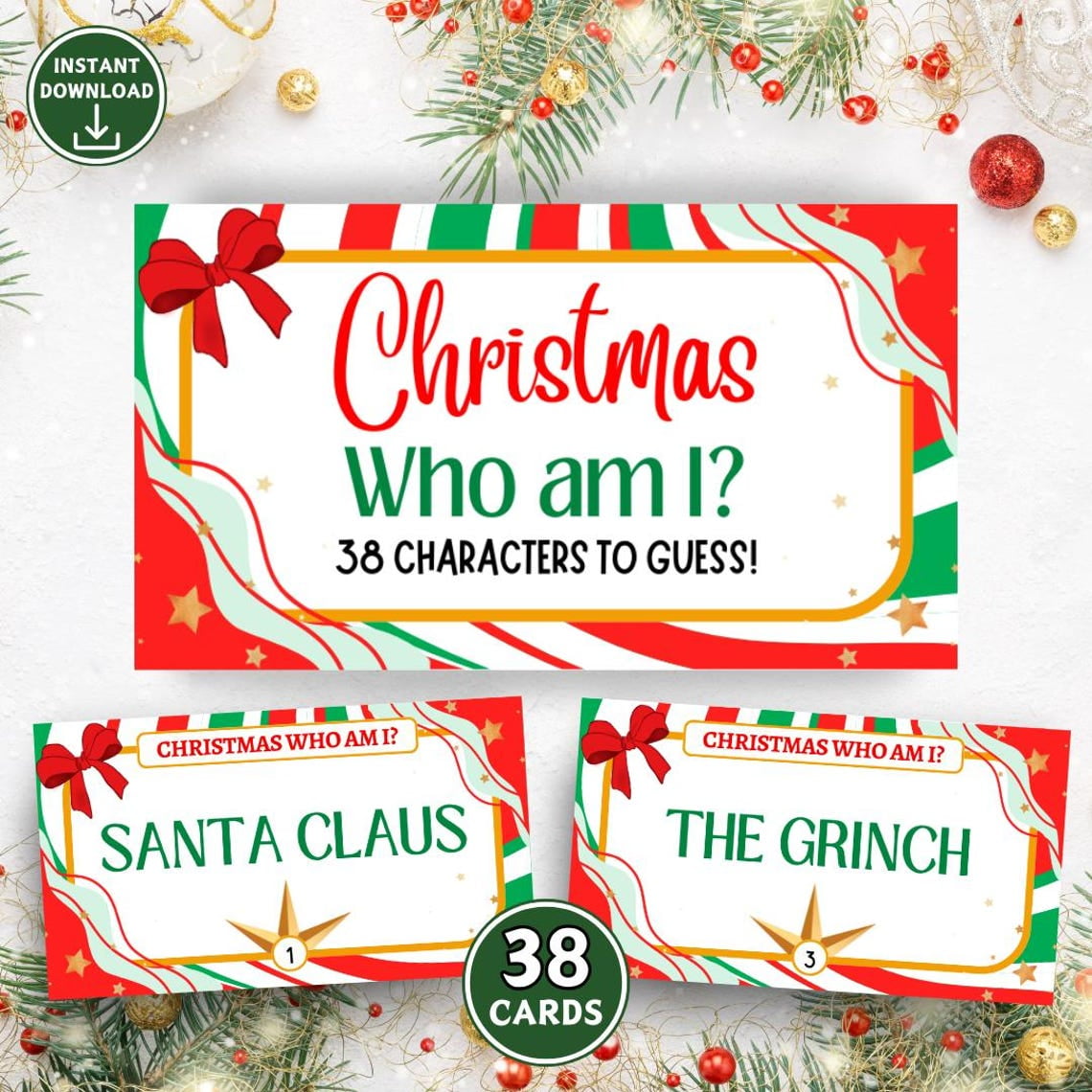 Who Am I Holiday Party Game 38 Characters to Guess Printable Christmas ...