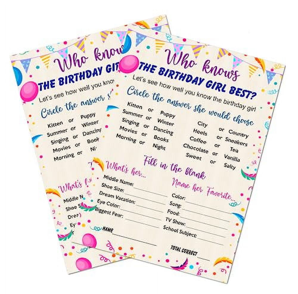 Who Knows The Birthday Girl Best Game, Themed Birthday Party Ideas, Fun ...