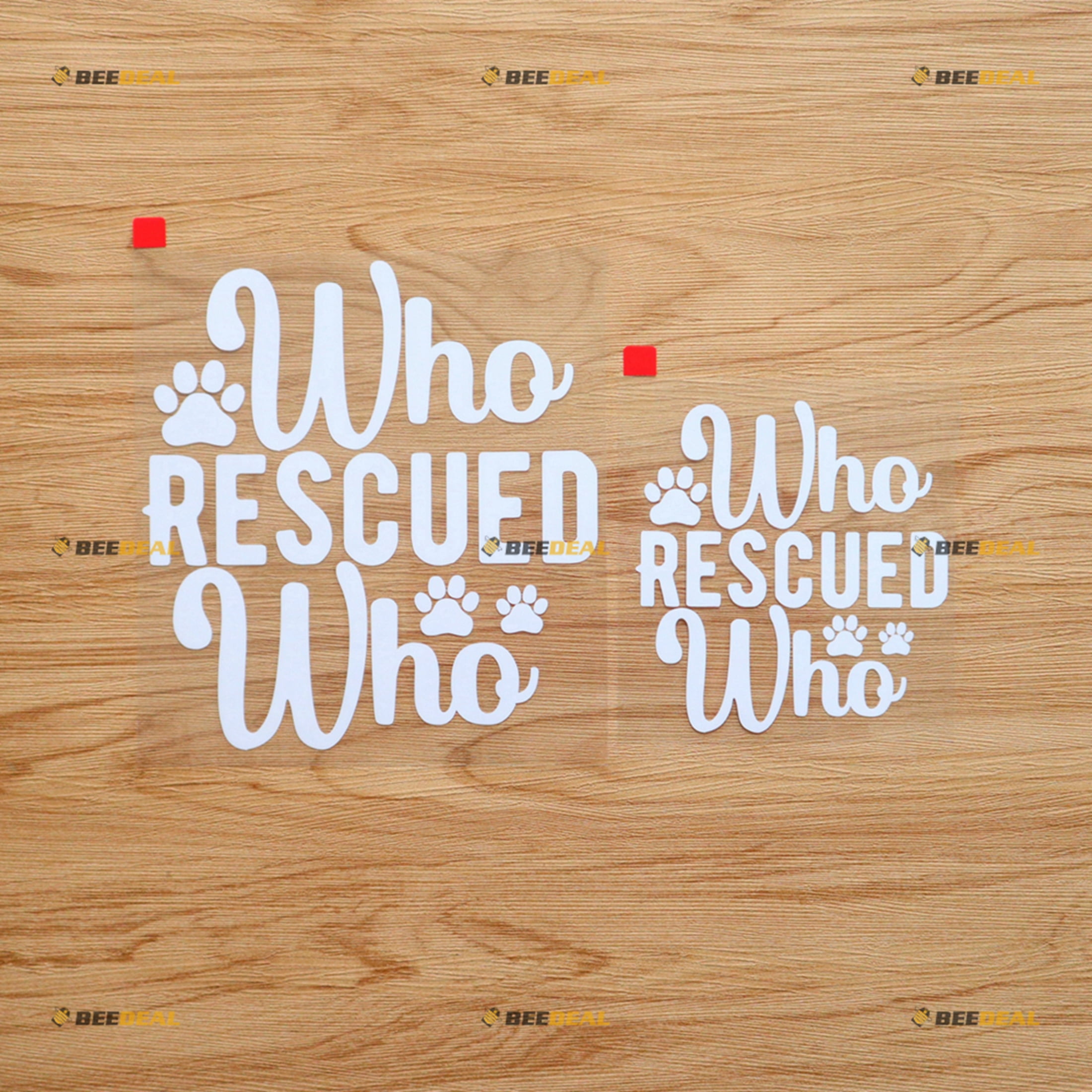 Who Rescued Who Pet Cat Tail Paw Print Sticker Decal Vinyl - 2 Pack ...