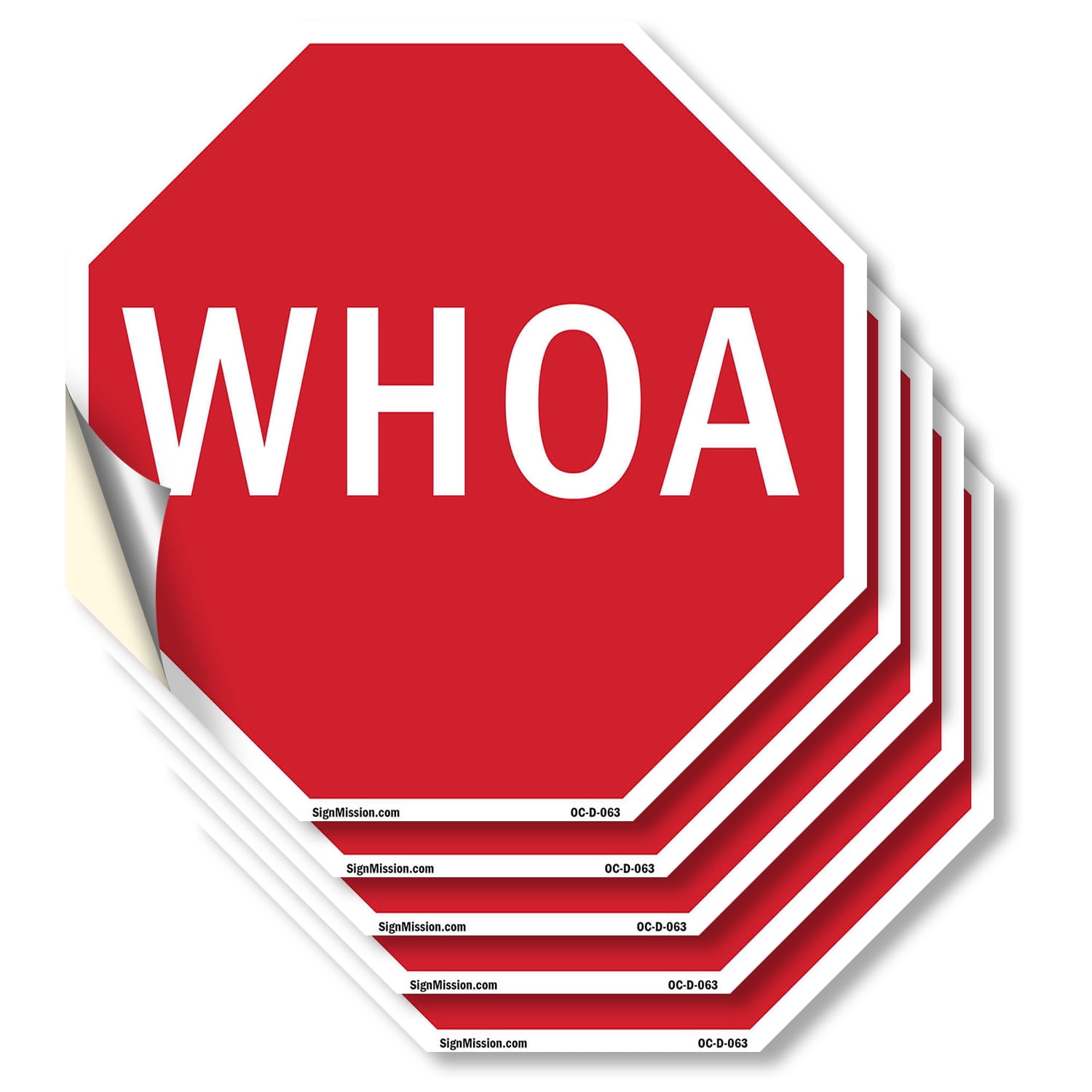 Whoa (5 Pack) 4 inch X 4 inch Octagon Vinyl Label Decal Sticker Weather ...