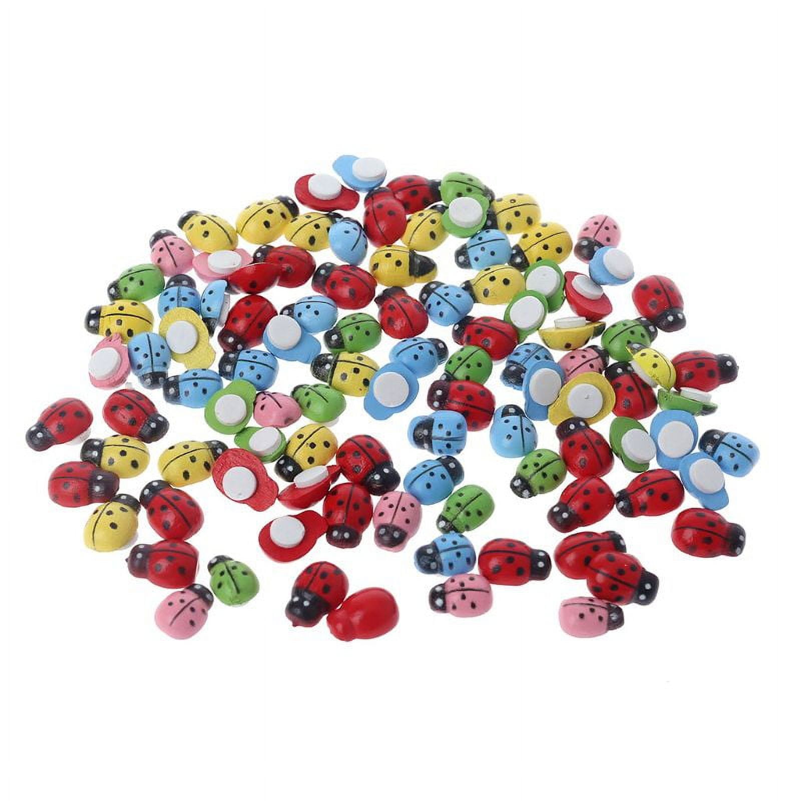 Whoamigo 100pcs Mini Ladybugs Shaped Stickers Miniature Ornament DIY ...