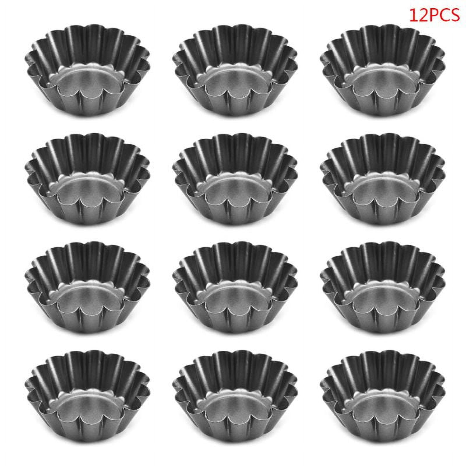 Whoamigo 12 PCS Iron Baking Mold Flat-bottomed Chrysanthemum Pudding ...