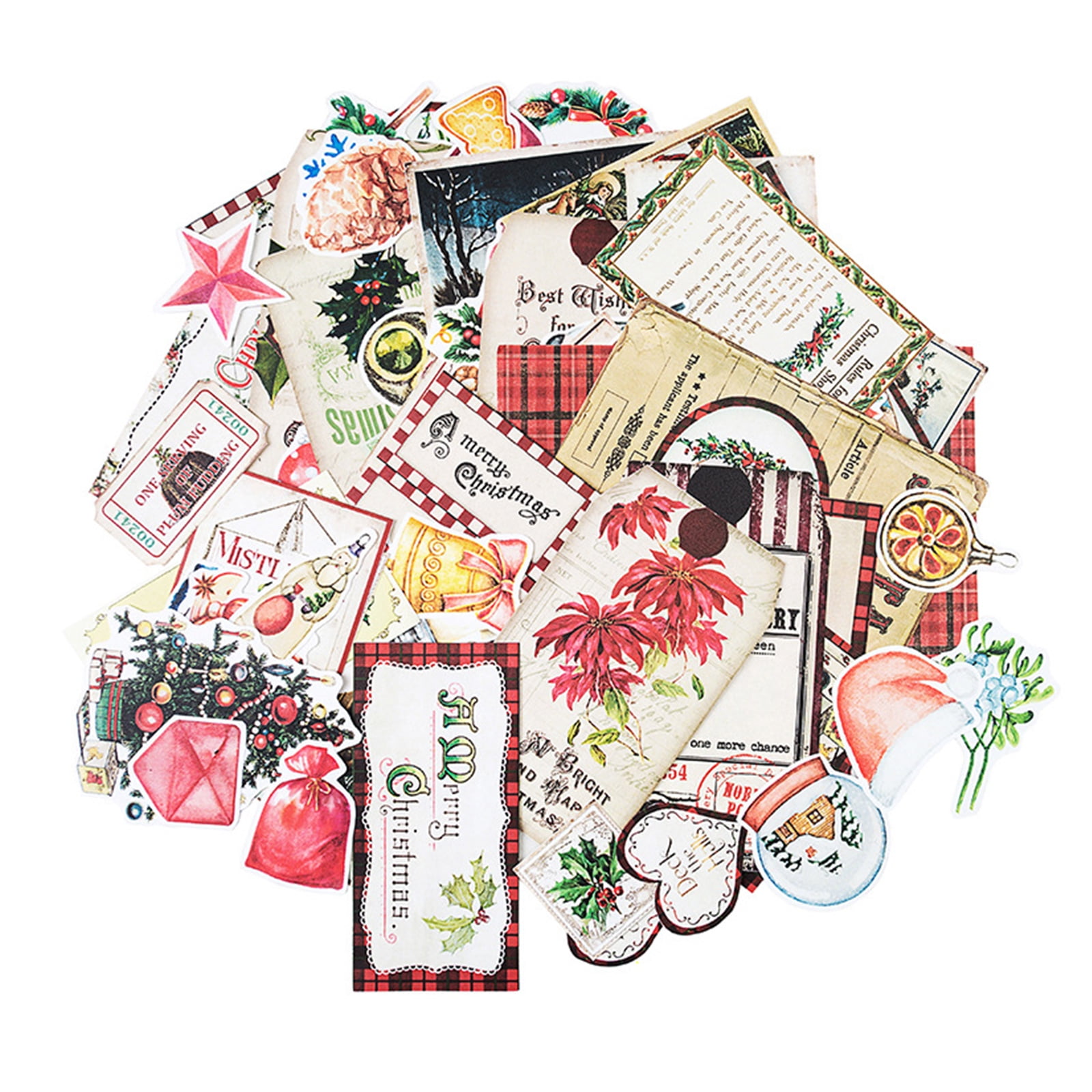 Whoamigo 138 Pcs/Pack Vintage Christmas Craft Stickers for DIY Art ...