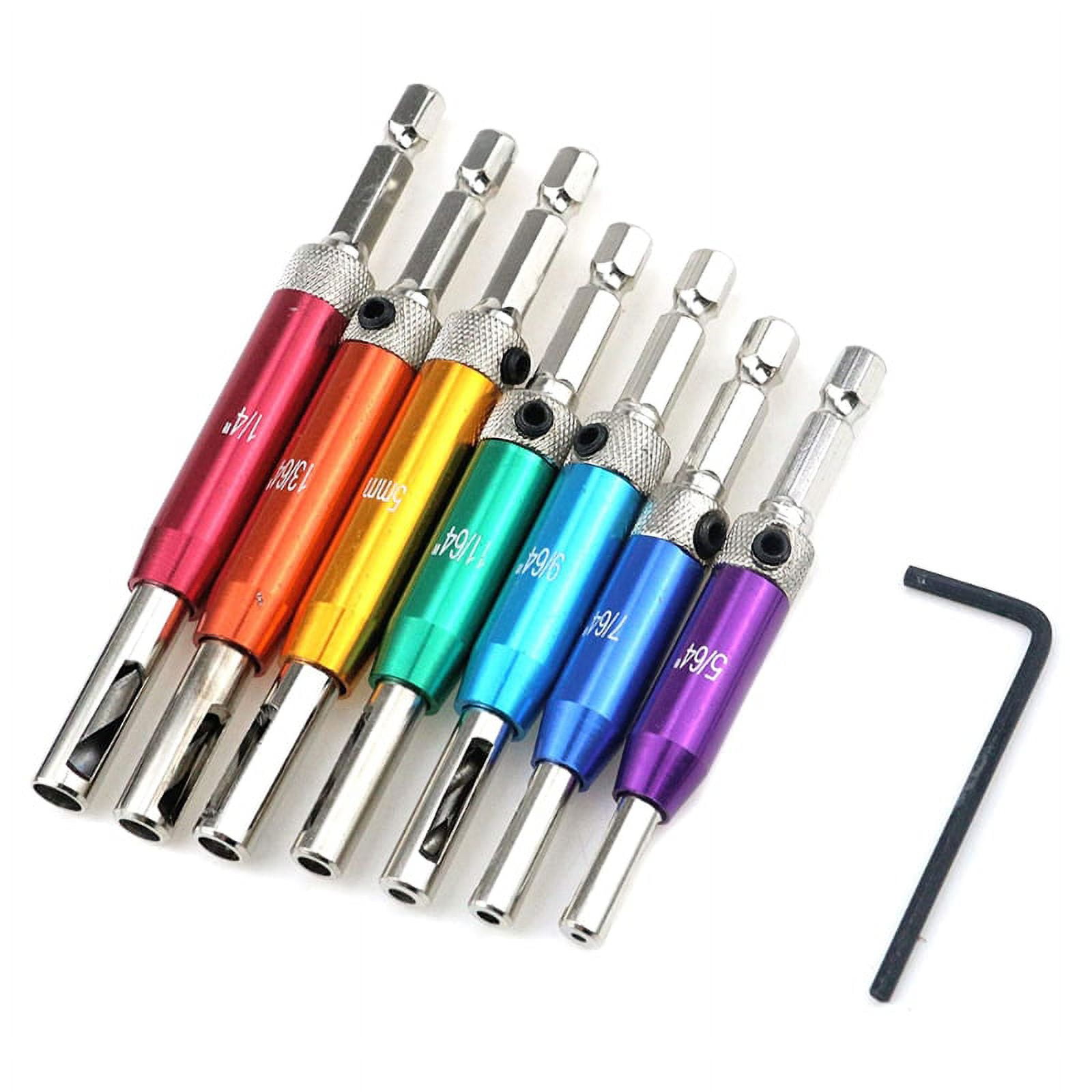 Whoamigo 8Pcs Self-centering Hinge Drill Bit Set Hinge Tapper Core ...