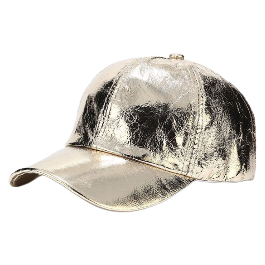 Whoamigo Men's Metallic Baseball Cap - Faux Leather Wrinkled Style ...