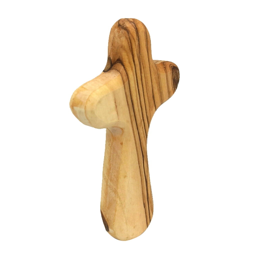 Whoamigo Olive Wood Hand Holding Cross, 4 Inch Pocket Prayer Comfort ...