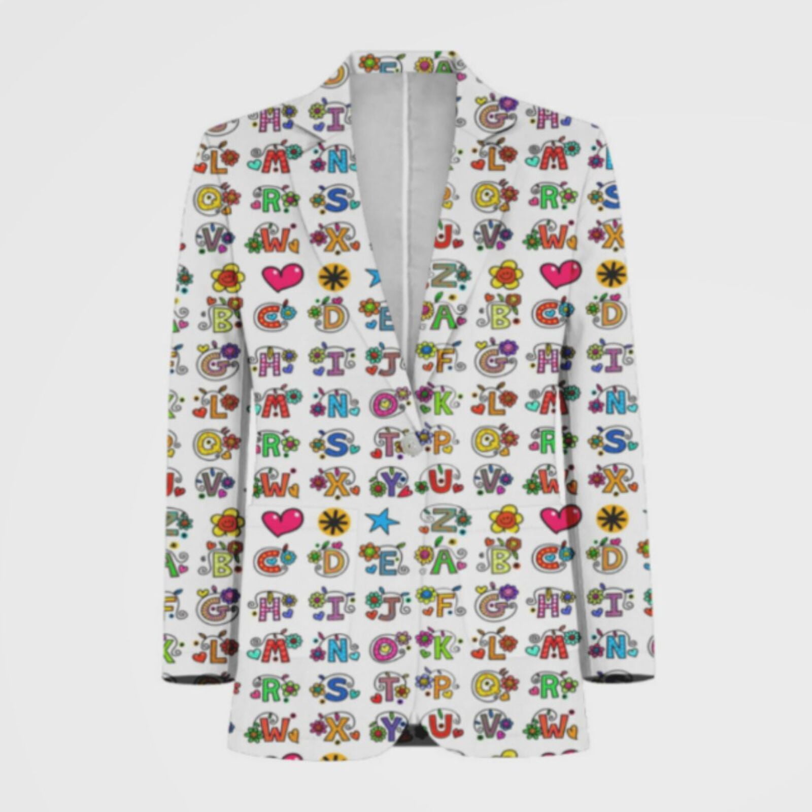 Whole Alphabet abc monogram hand drawn colorful-01 Men Blazers Slim ...